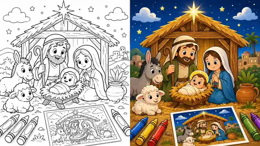 Nativity Coloring Pages for Kids | Free Printable PDFs